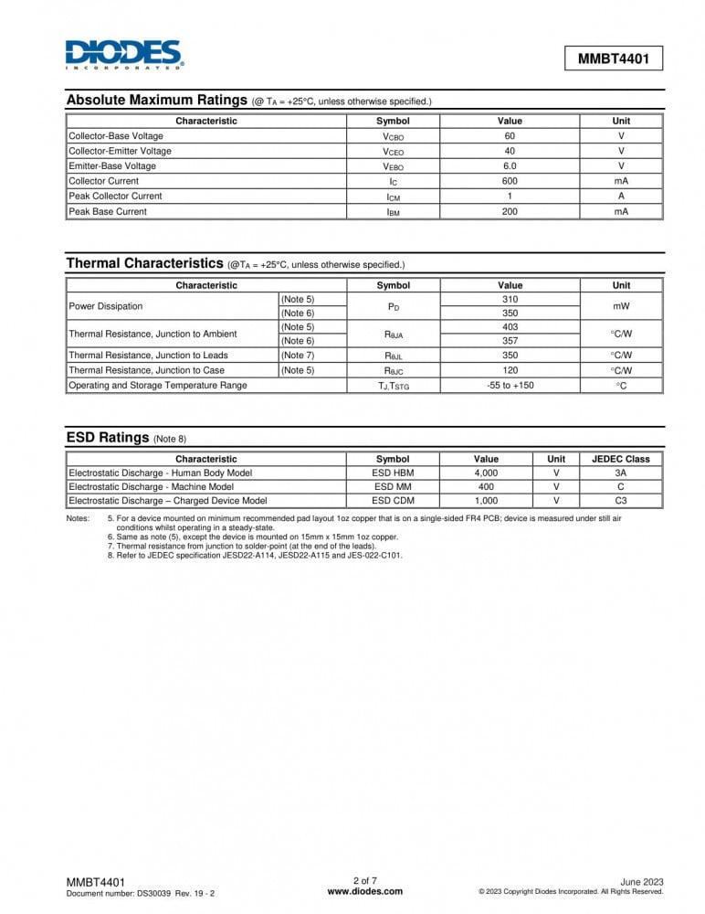 MMBT4401-7-F datasheet page 2