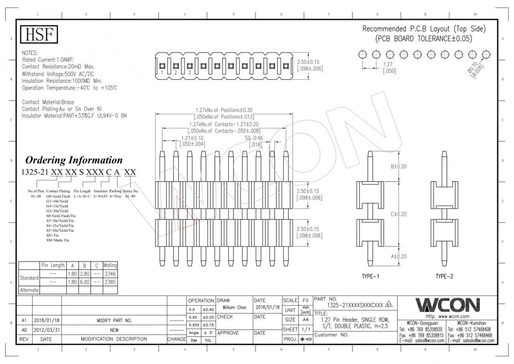 Wcon 1325-2104S0S138CA01 technical drawing preview