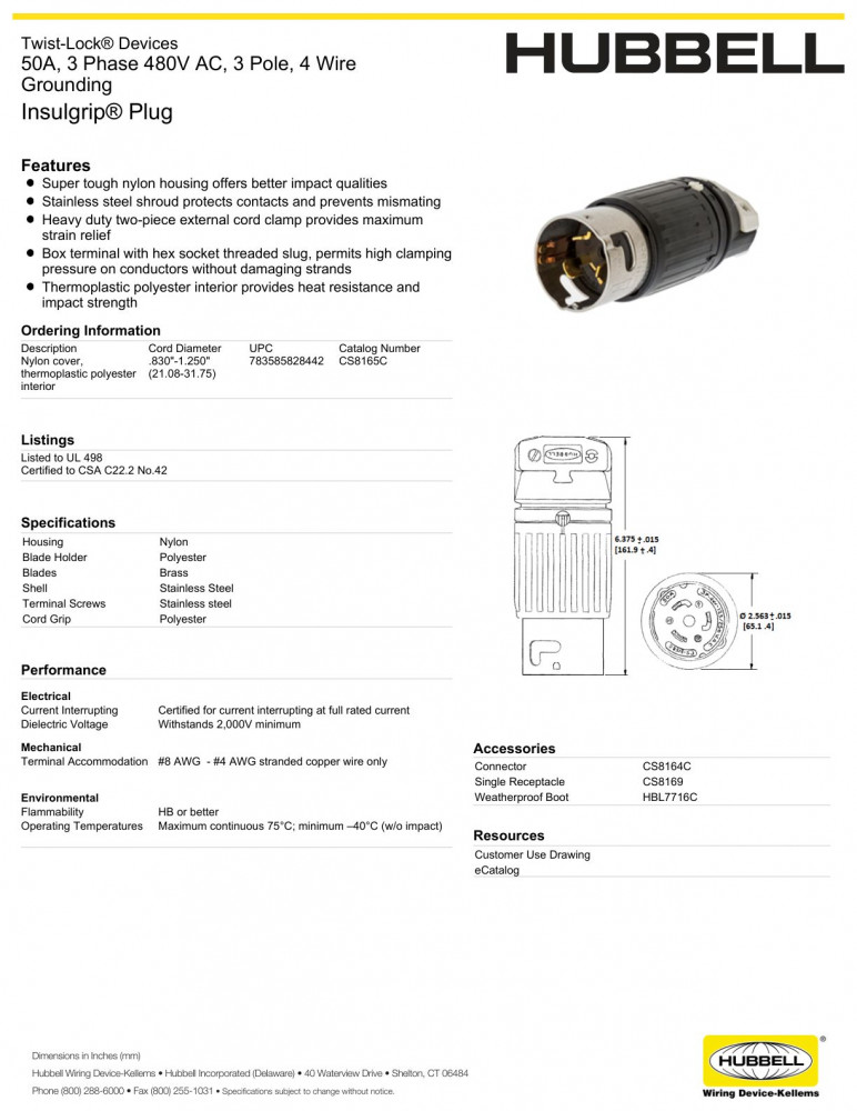 Burndy CS8165C product document preview