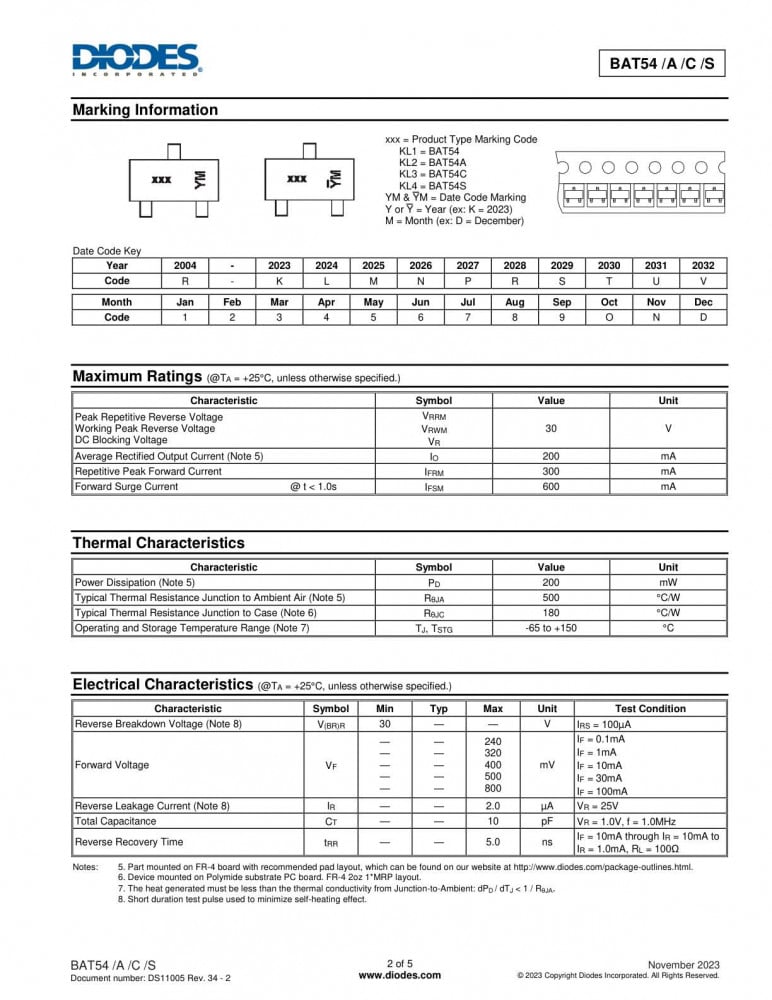 BAT54S-7-F datasheet page 2