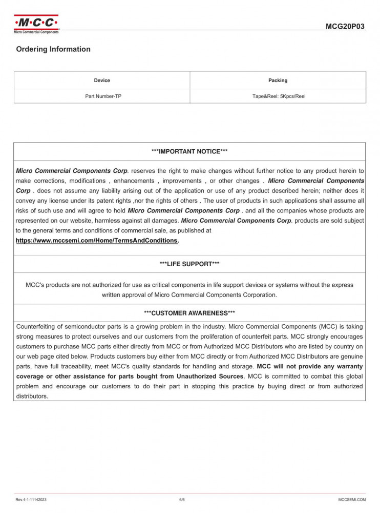 MCG20P03-TP datasheet page 6