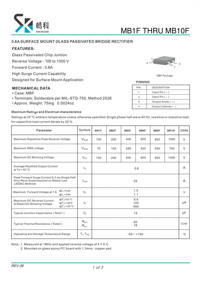 Shikues MB8F datasheet page 1
