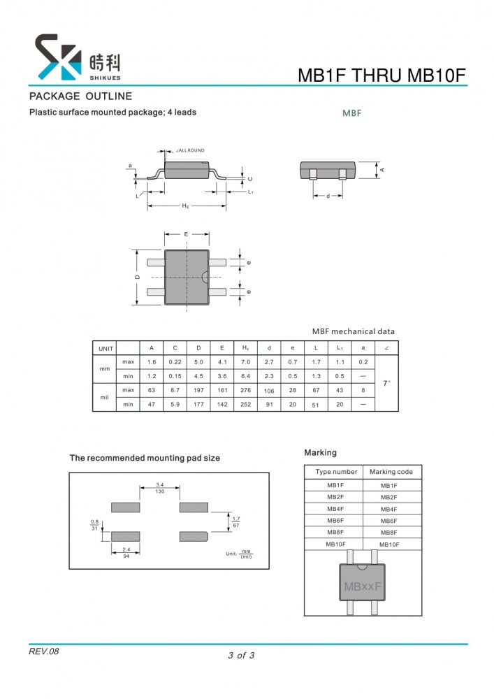 Shikues MB8F datasheet page 3