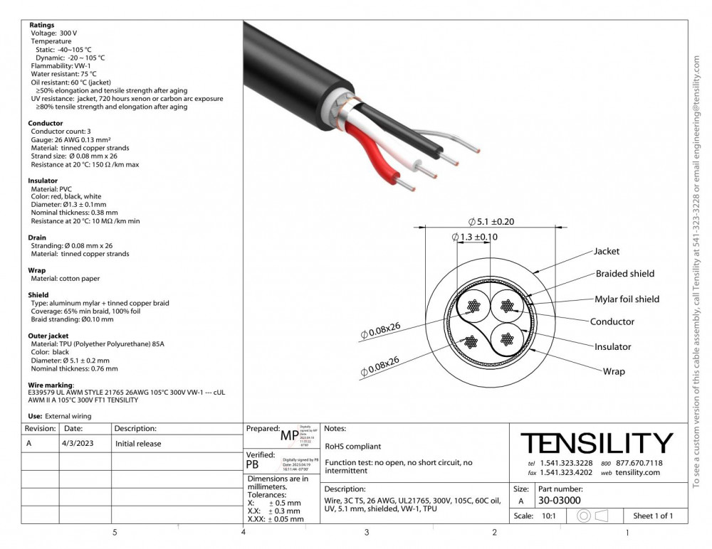 Tensility International 30-03000 cable drawing