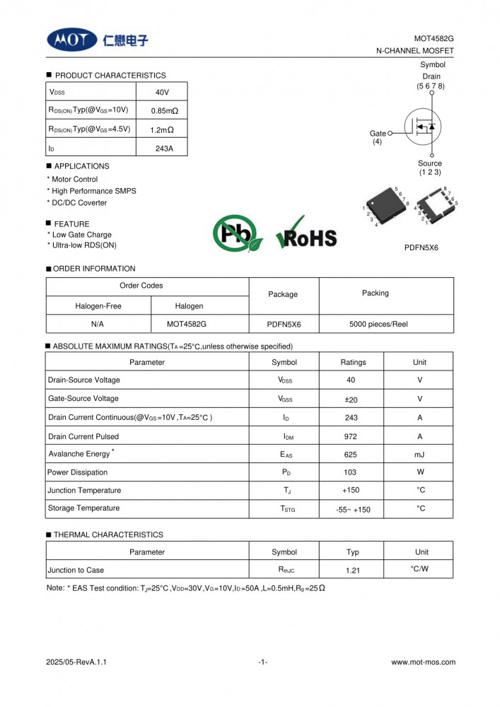 MOT4582G datasheet page 1