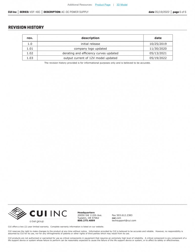 VOF-40C-S5 datasheet page 6