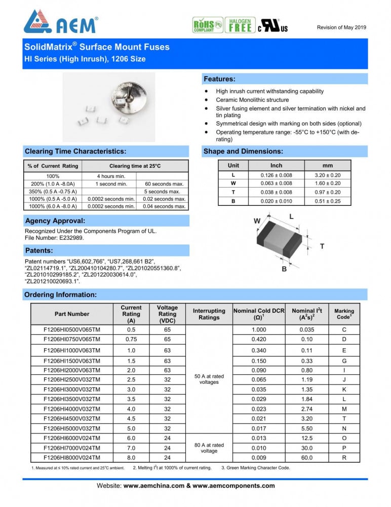 AEM SolidMatrix HI Series datasheet page 1