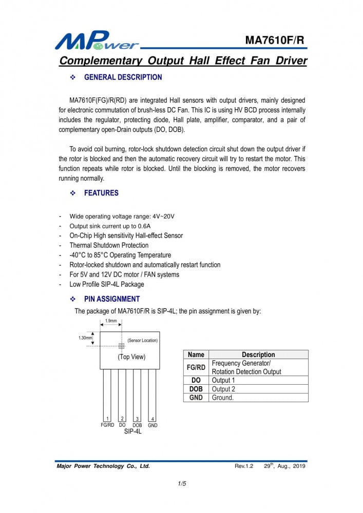 MA7610RP4 technical document page 1