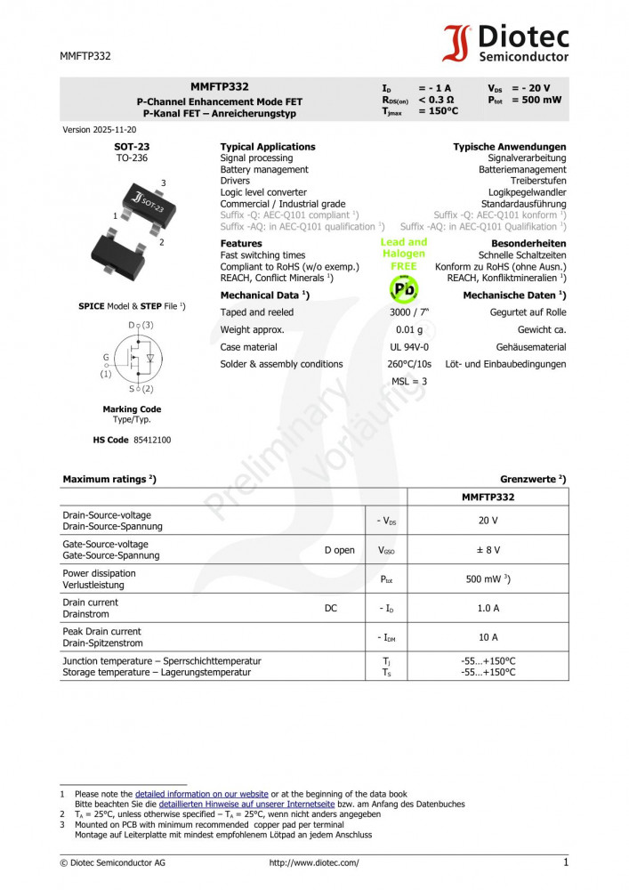 MMFTP332 datasheet page 1