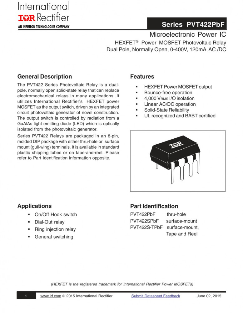 PVT422PBF datasheet page 1