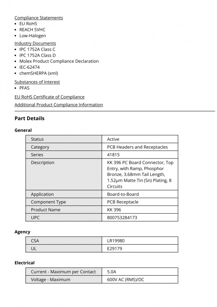 MOLEX KK 3.96 mm specification page 2
