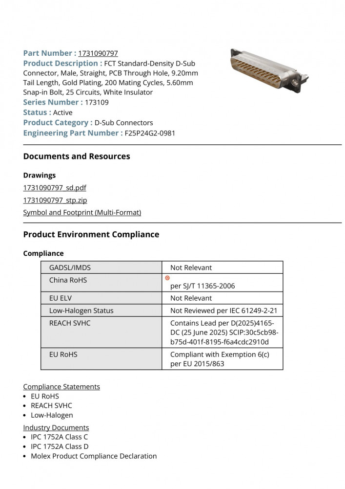 Technical document image 1 for MOLEX 1731090797