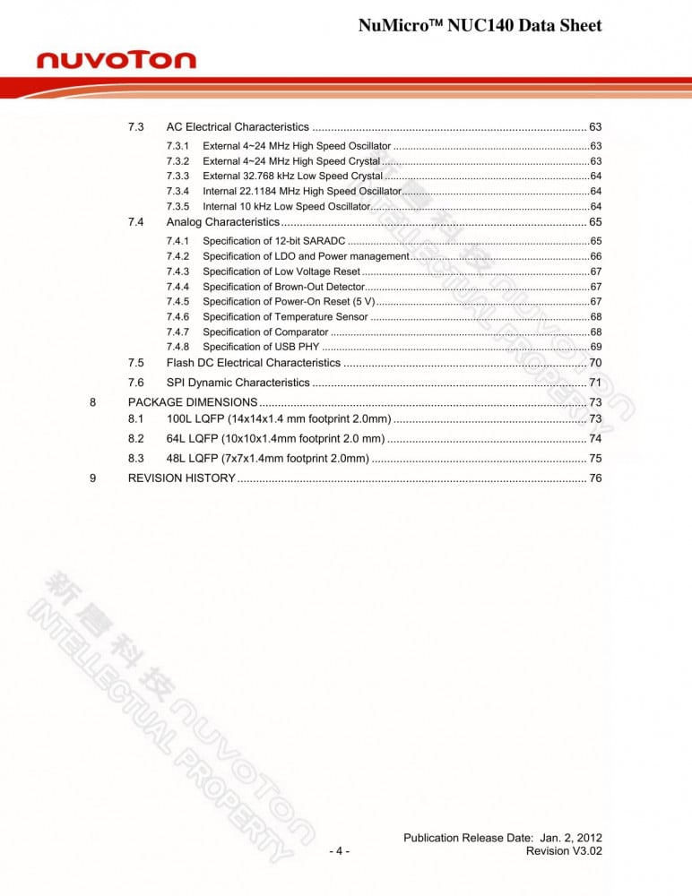 NUC140 datasheet page 4