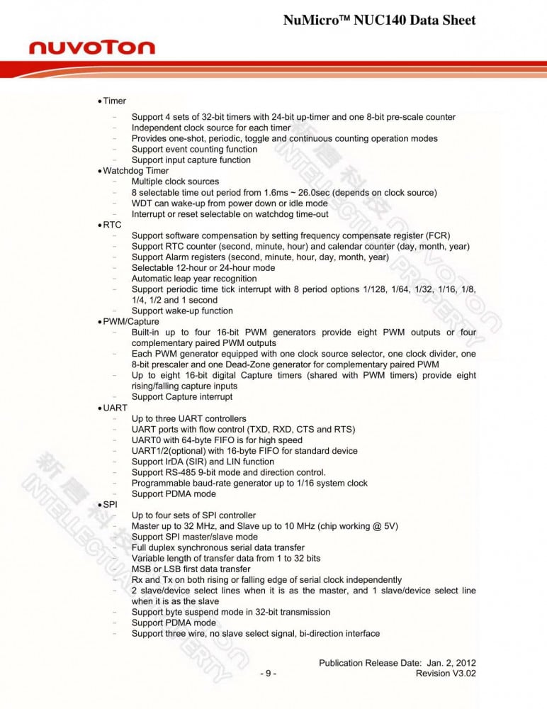 NUC140 datasheet page 9
