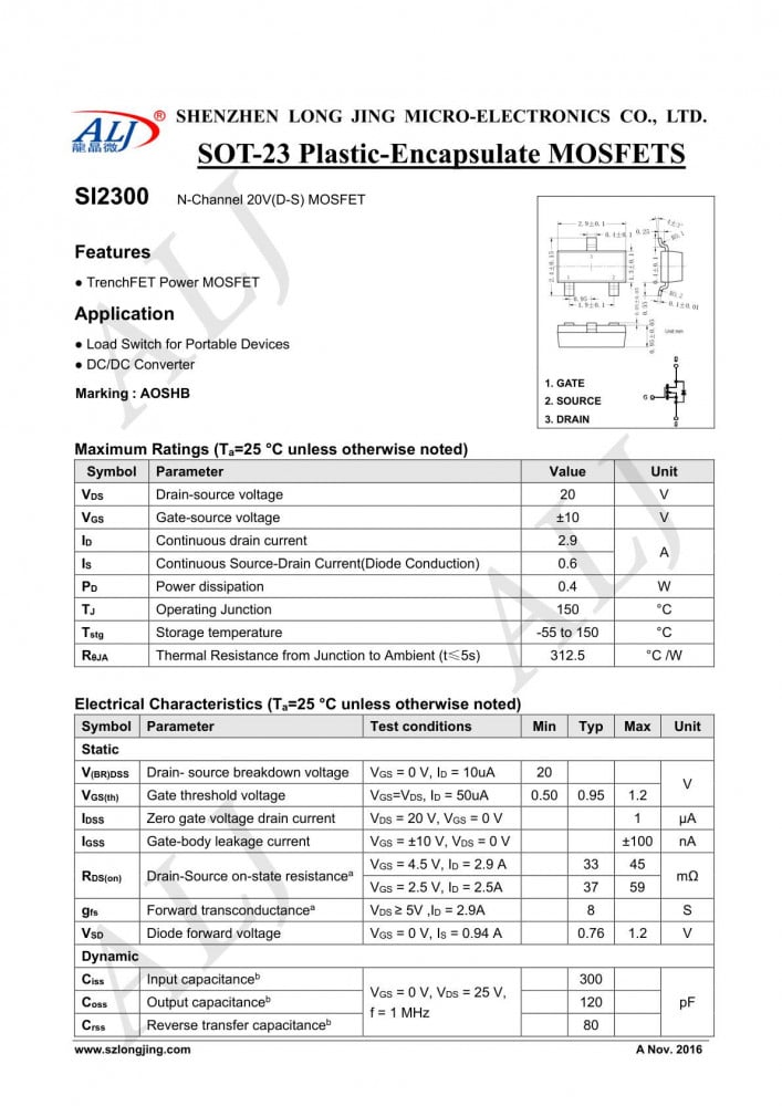SI2300 datasheet page 1
