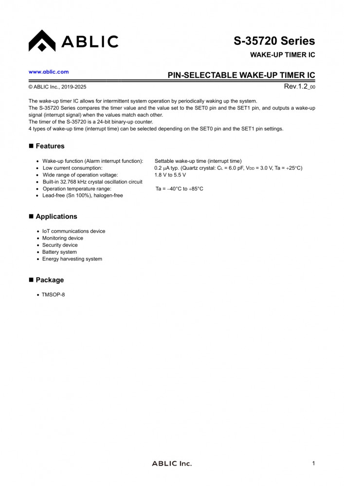 S-35720 series document page 1