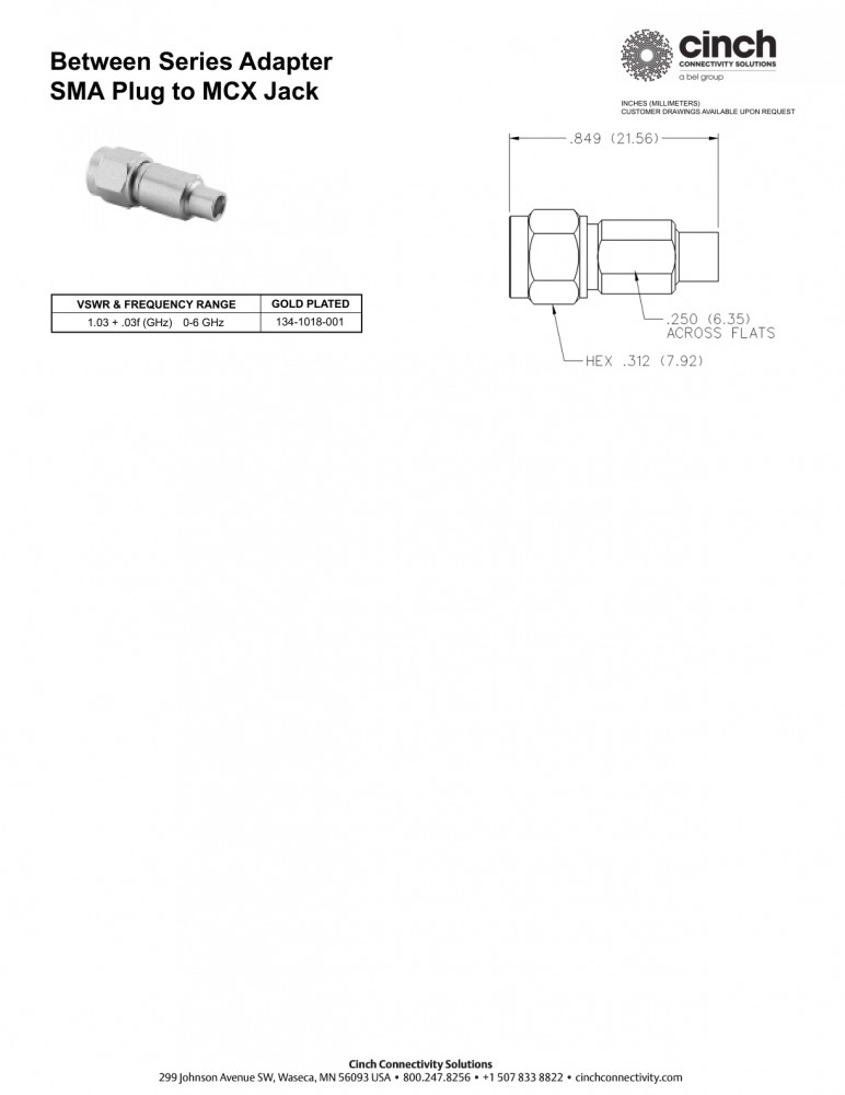 Bel Fuse 134-1018-001 technical drawing