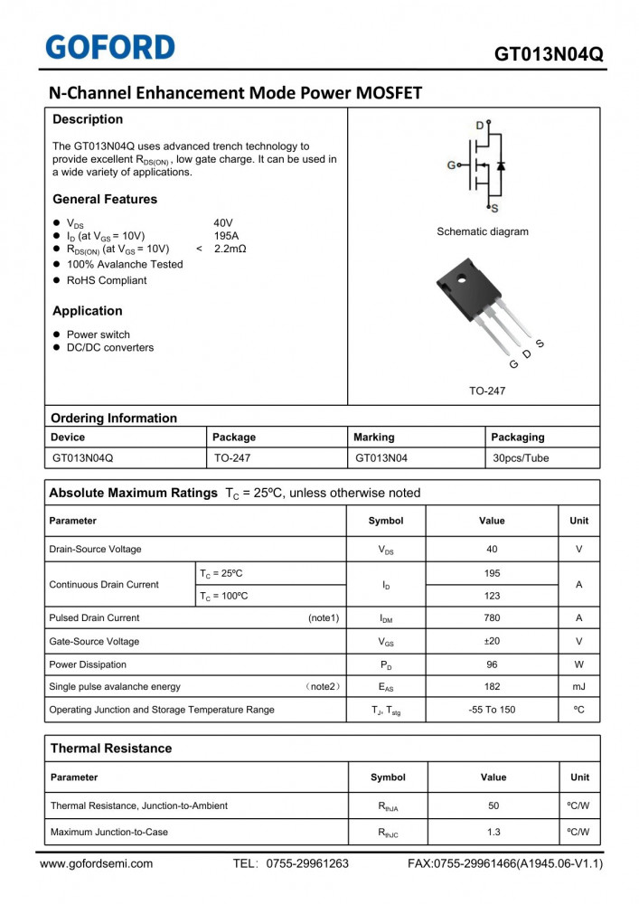 GT013N04Q datasheet page 1