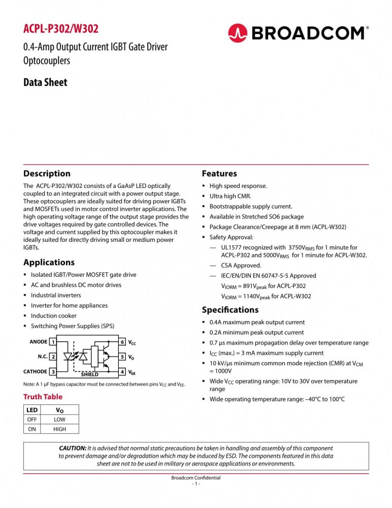 ACPL-W302-500E datasheet page 1