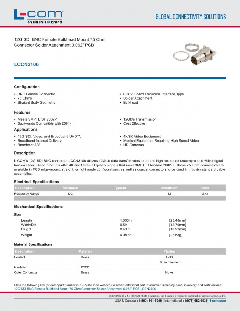 L-com LCCN3106 technical document page 1