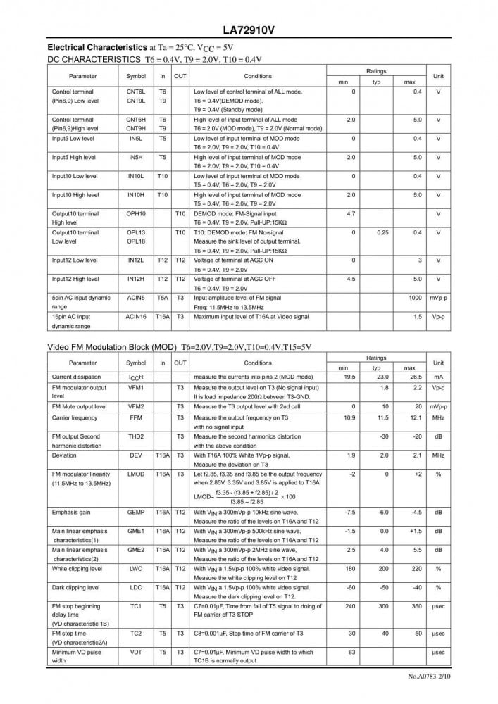 LA72910V-TLM-H datasheet page 2