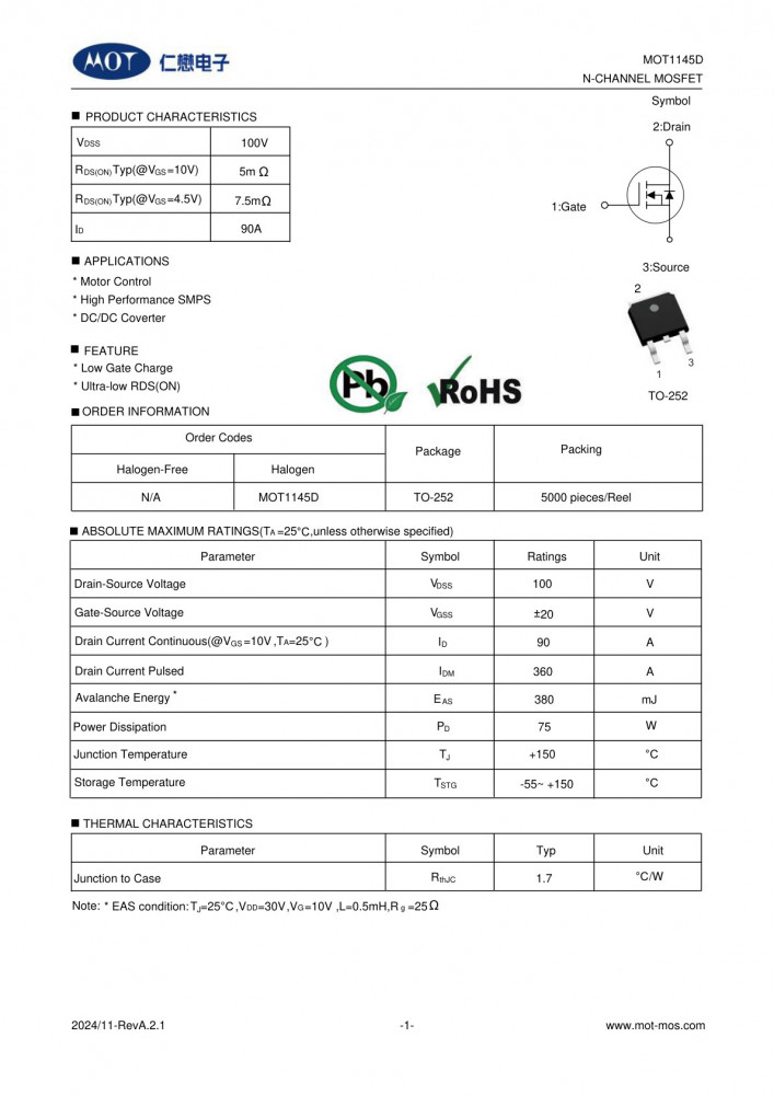 MOT1145D datasheet page 1