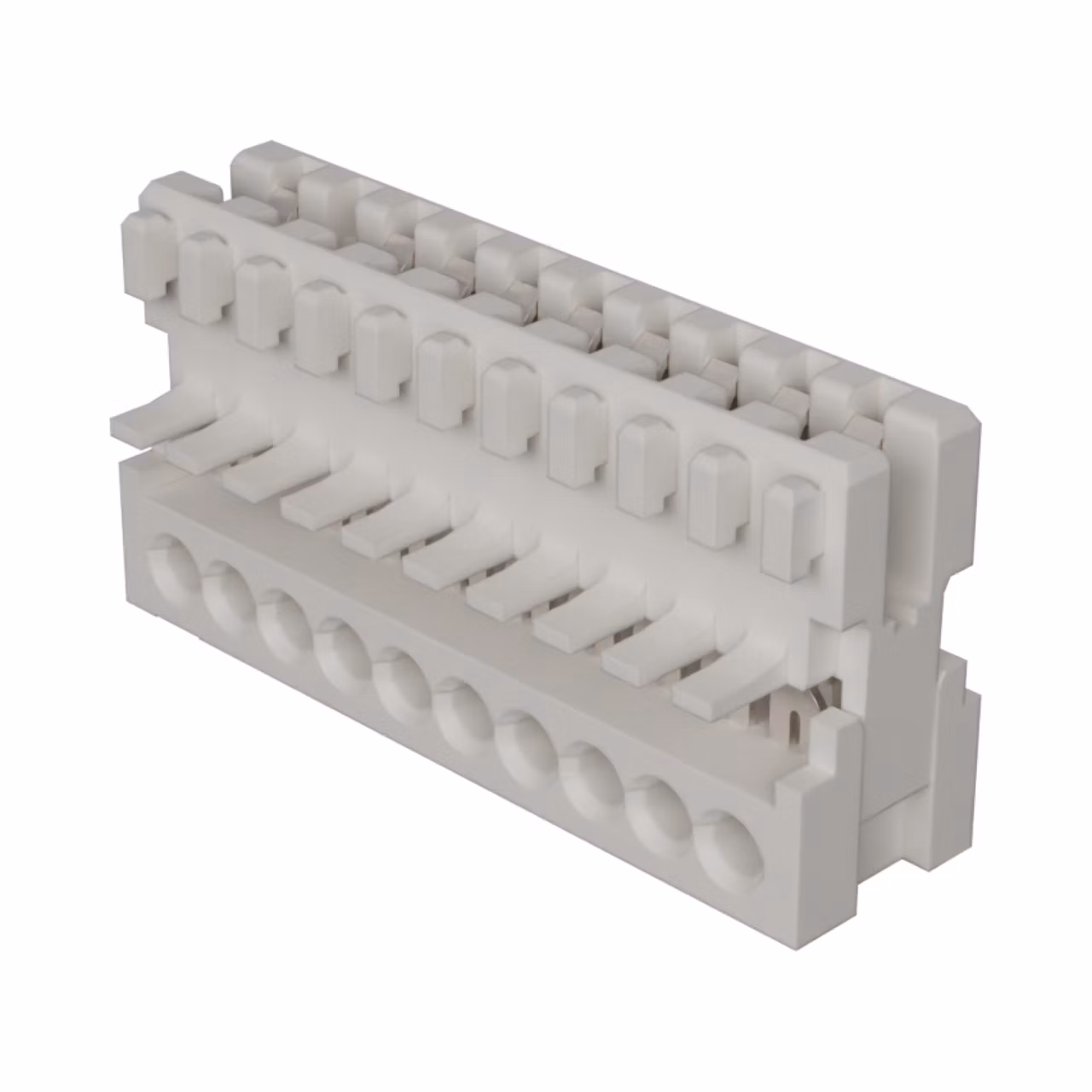 Appli-Mate RAST 2.5 Female Connector, 2.50mm Pitch, 10 Circuits, All Position Keys, Open Endwalls, Circuits 2 & 9 Voided, Blue Color Stripe for sale