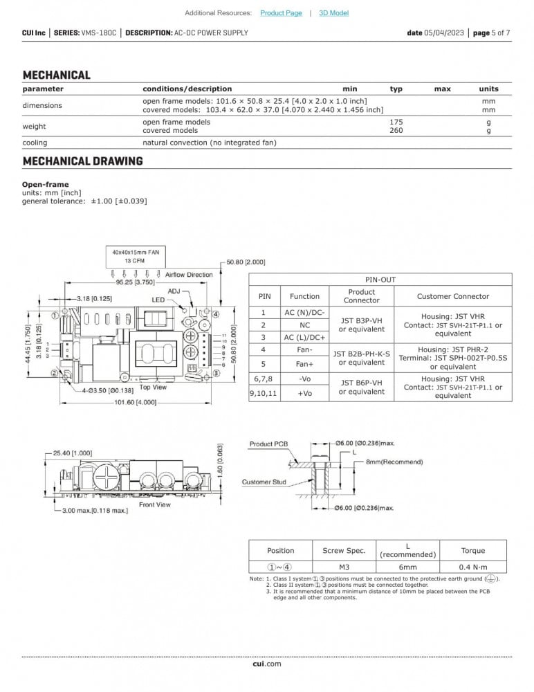 VMS-180C series datasheet page 5