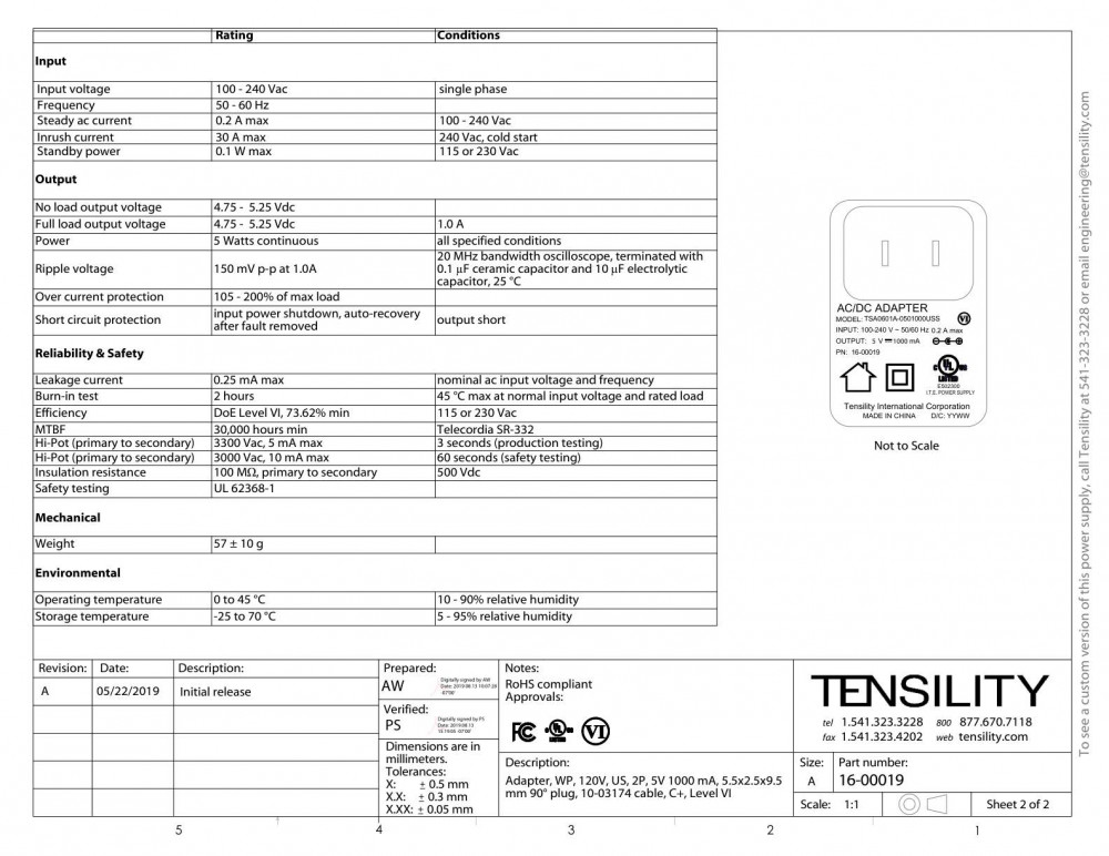 Tensility 16-00019 adapter specification, page 2