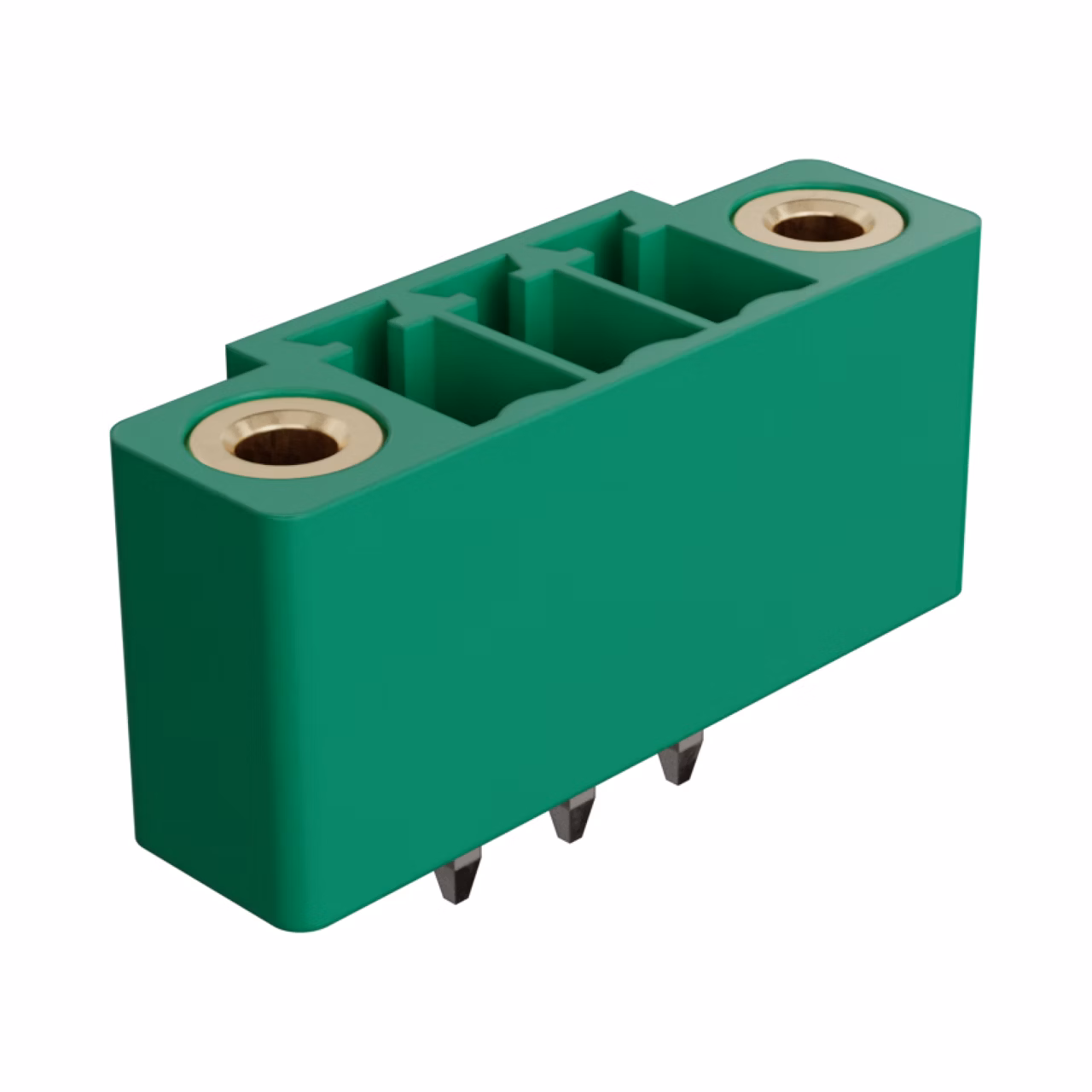 3.50mm Pitch Eurostyle Vertical PCB Header, with Threaded Retention Inserts, Green Housing, 3 Circuits for sale