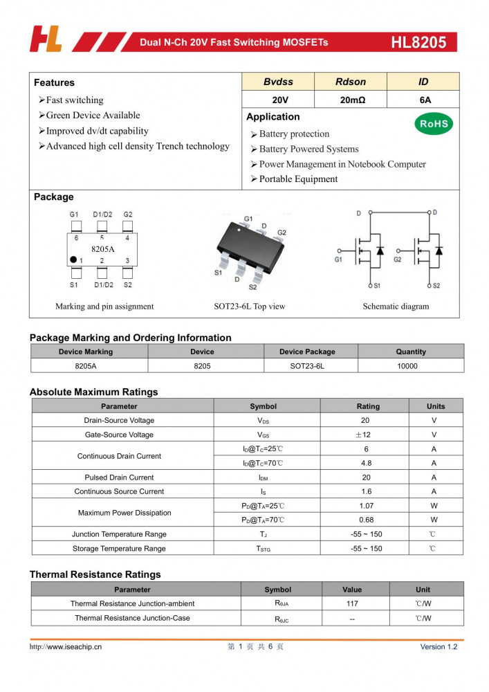 HL8205 datasheet page 1
