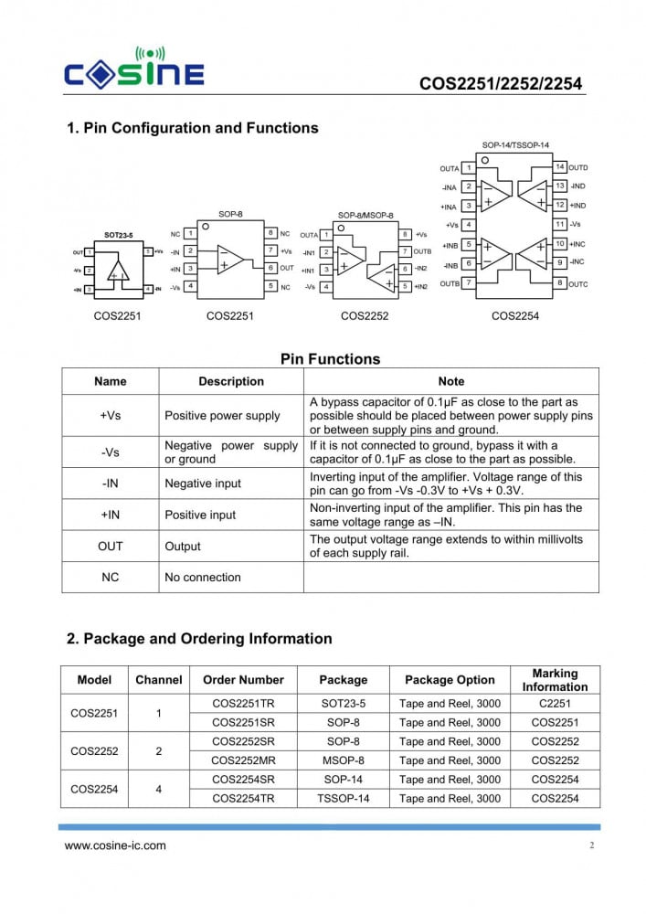 COS2252MR datasheet page 2