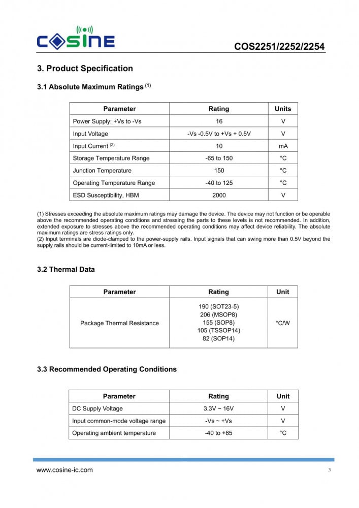 COS2252MR datasheet page 3