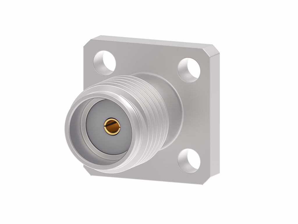 SMA Jack, Straight, 4-Hole Flange Mount, 0.375
