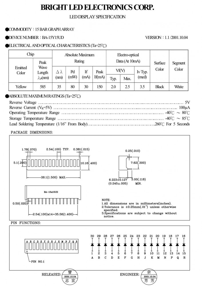 BA-15Y15UD datasheet page 1