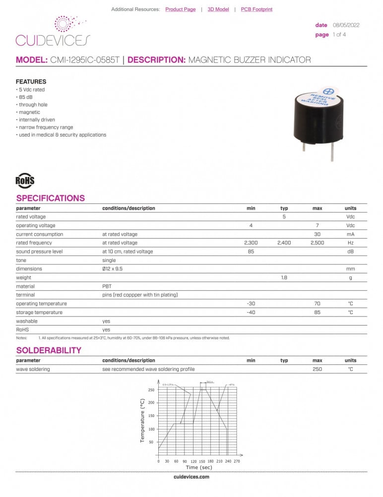 CMI-1295IC-0585T datasheet page 1