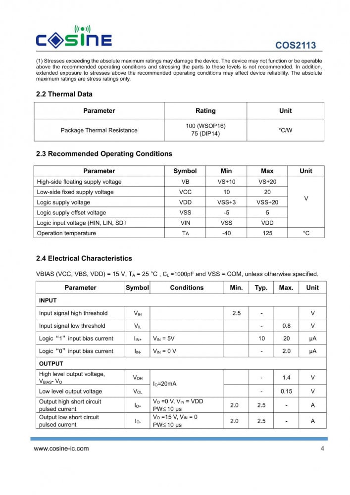 COS2113PBF datasheet page 4