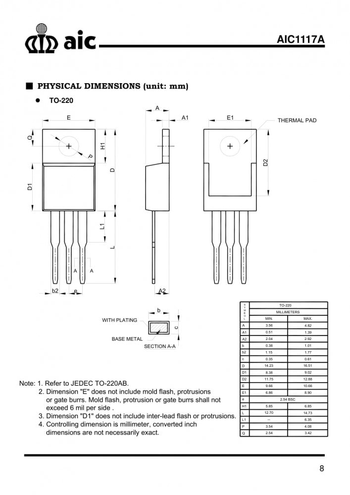 AIC1117A datasheet page 8