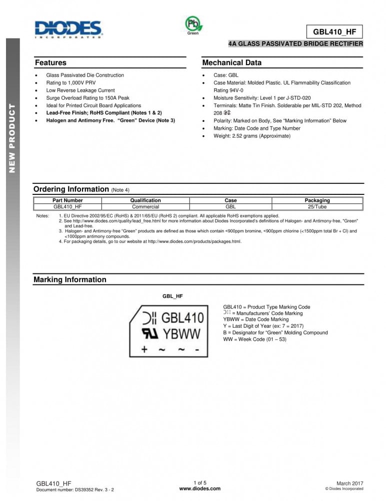 GBL410_HF datasheet page 1