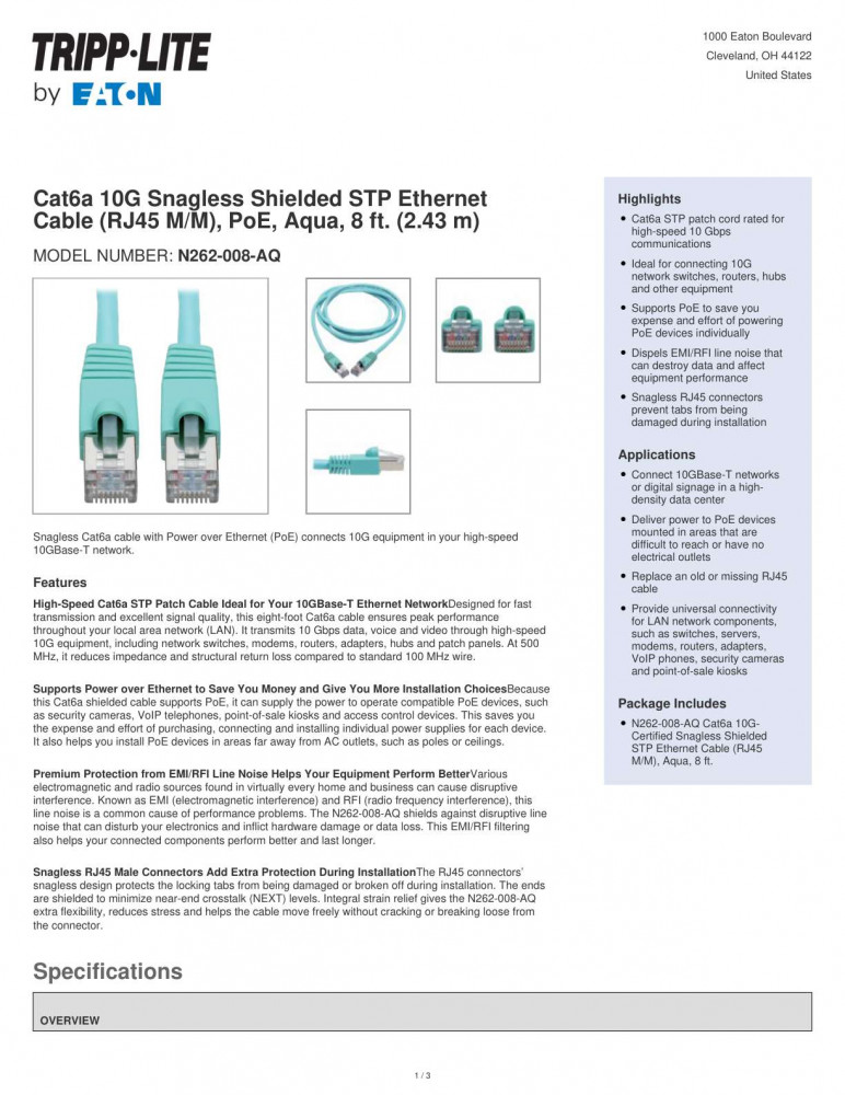 N262-008-AQ technical document page 1