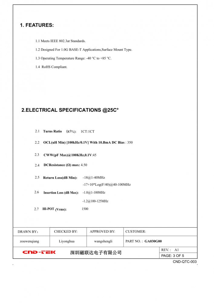 GA030G00 specification page 3