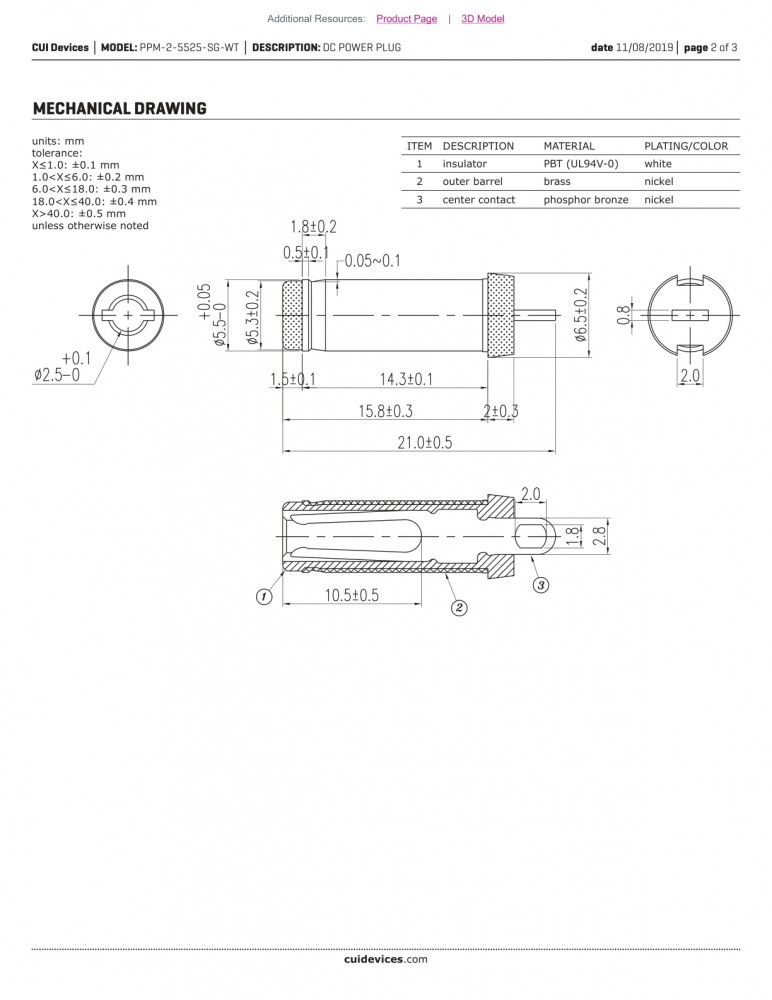 PPM-2-5525-SG-WT technical document page 2