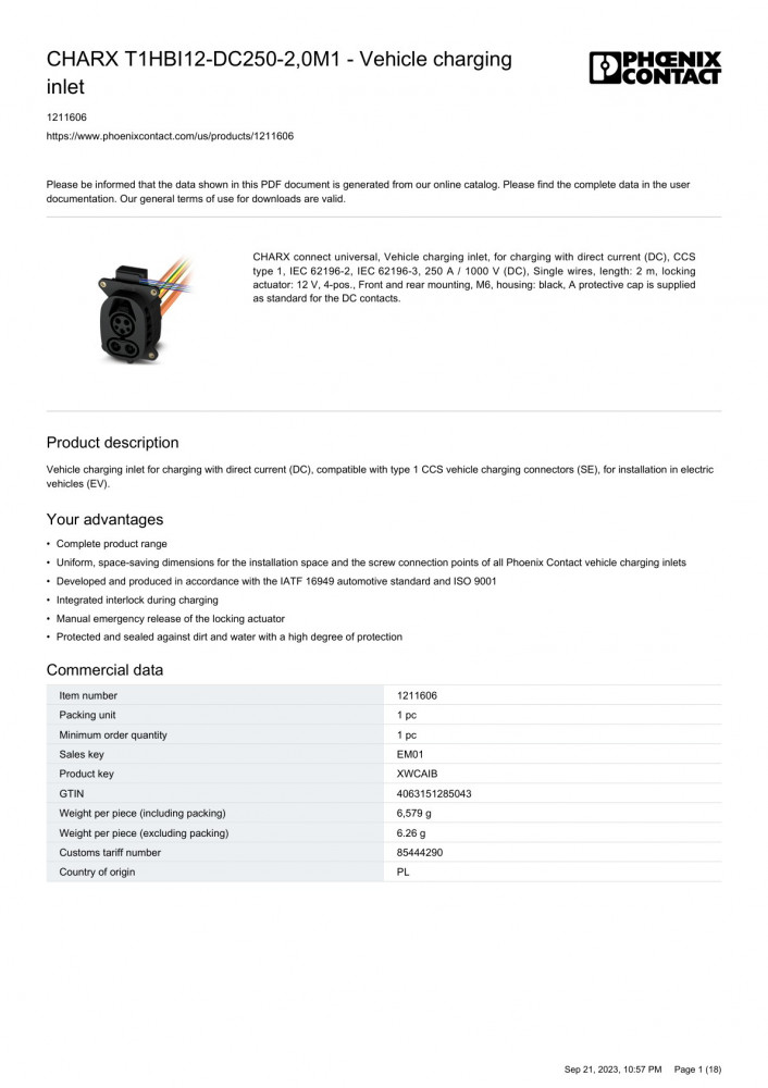 Phoenix Contact 1211606 document page 1