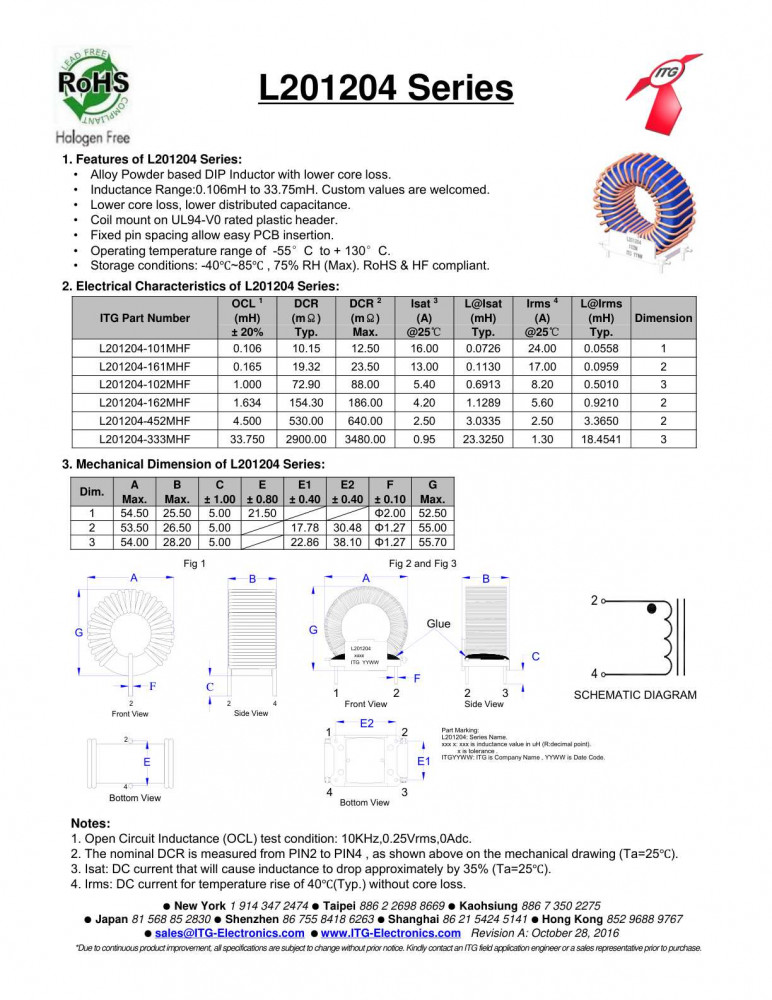 ITG Electronics L201204 series product document image