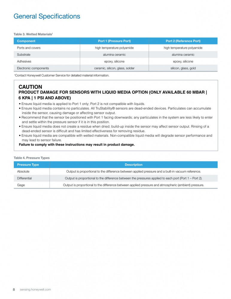 Honeywell SSC datasheet page 8