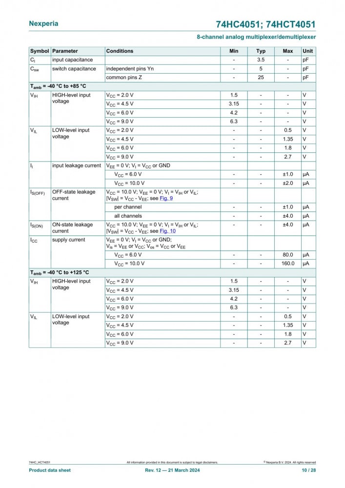 74HC4051 datasheet page 10
