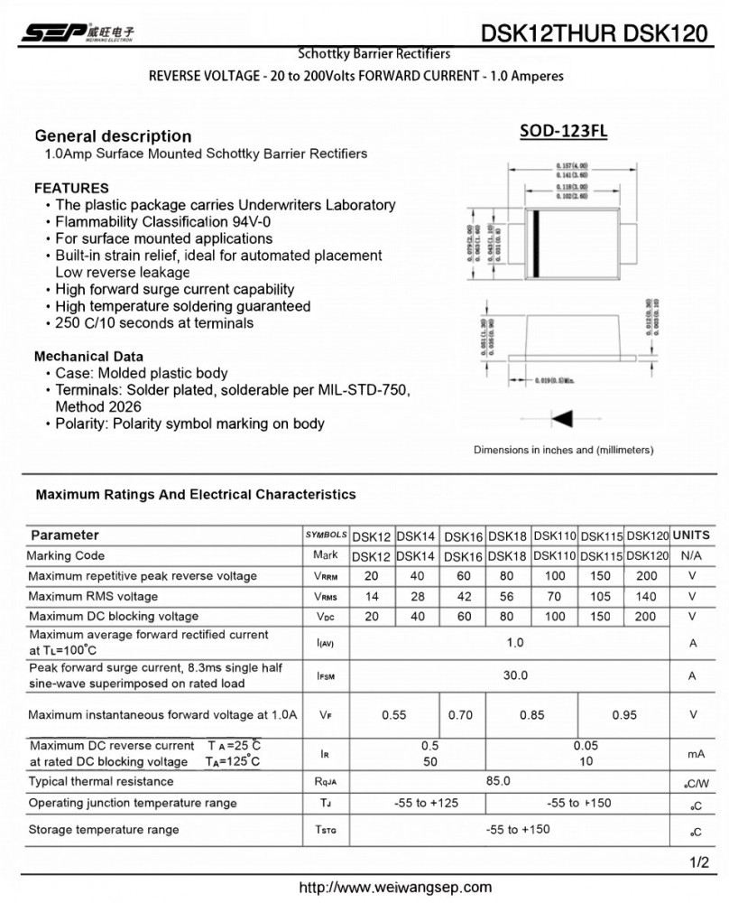 SEP DSK14 datasheet page 1