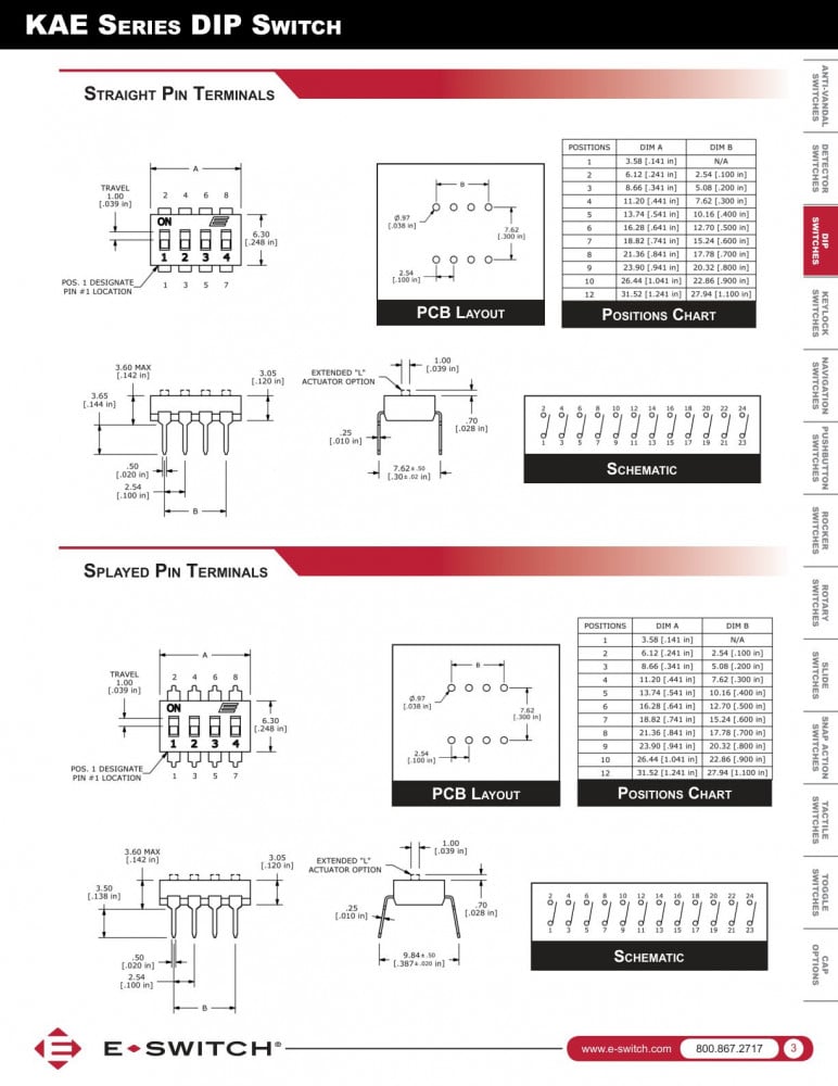 KAE Series terminal and dimension page