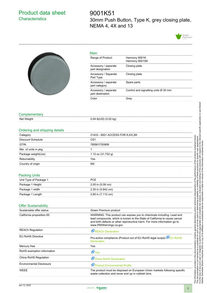 9001K51 technical document page 1