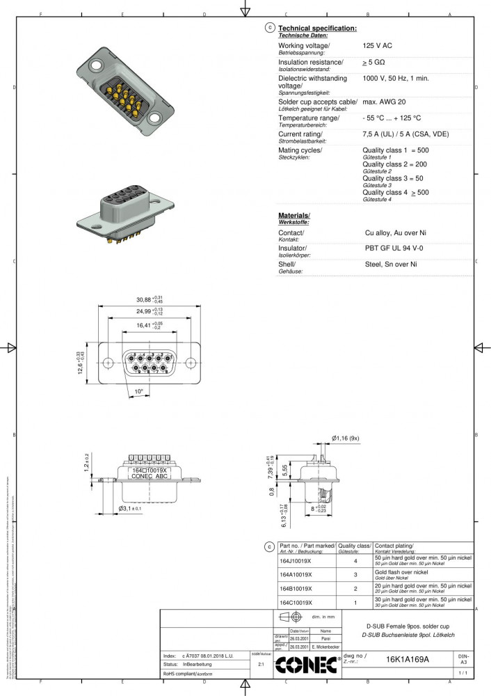 Amphenol 164A10019X technical document preview